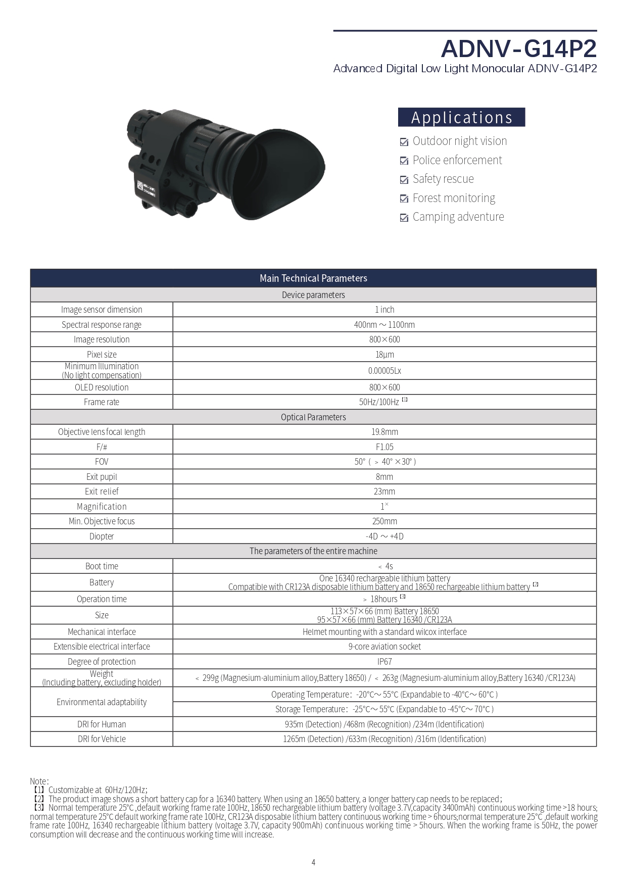 Advanced Digital Low Light Monocular ADNV-G14P2 - Beijing Night Vision ...